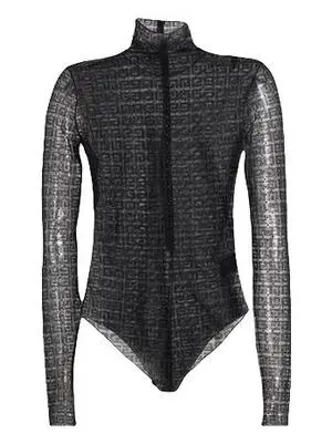 Givenchy Long-sleeve Mesh Bodysuit With Crystal Embellishments - Black