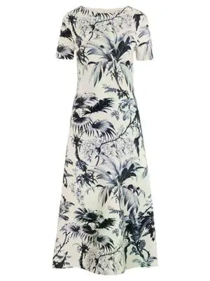 Oscar De La Renta Chiné Palm Leaves Knit Dress - Neutrals