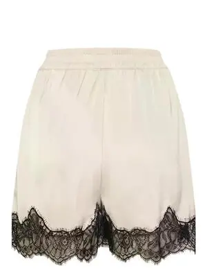 GESTUZ Lace-trimmed Satin Shorts - Neutrals