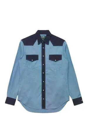 NICHOLAS DALEY Western Panelled Shirt - Blue