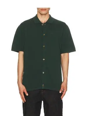 RHYTHM Textured Knit Shirt In Dark Green - Forest