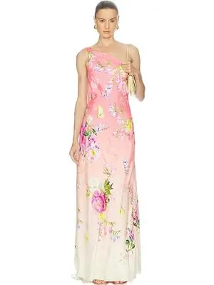 Hemant & Nandita One Shoulder Floral Print Maxi Dress - Multi