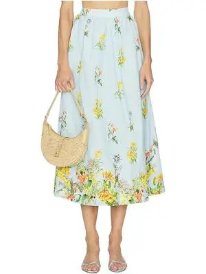 Hemant & Nandita Printed Linen Blend Skirt - Blue