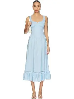 Peixoto Midi Dress With Frill Detailing - Cloud Blue