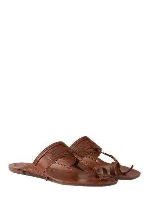Prada Leather Kolhapuri Inspired Sandals - Brandy