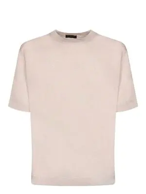 DELL'OGLIO Fine-knit Short-sleeve T-shirt - Neutrals