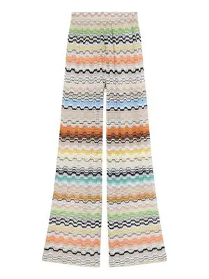 Missoni Crochet-knit Wide-leg Pants With Chevron Stripes - Multi
