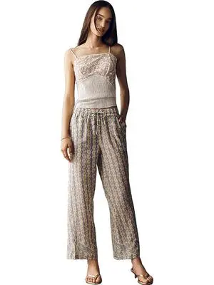 Scotch & Soda Gia Cotton Printed Pants - Green Pattern