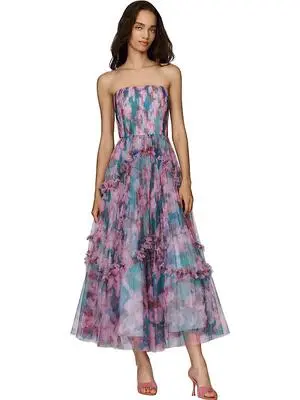 HUTCH Strapless Maxi Dress - Pink Pattern
