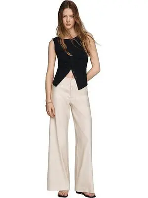 Maeve European Linen Stretch High Rise Trousers - Egret