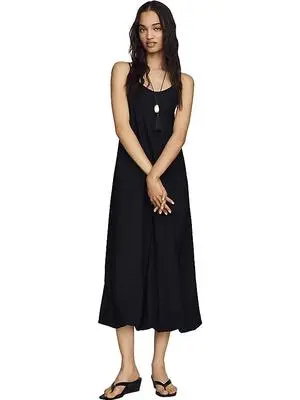 Maeve Cotton Bubble Hem Midi Dress - Black