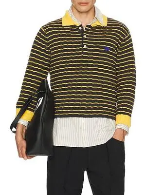 RICE NINE TEN Knitted Cropped Polo Shirt - Black