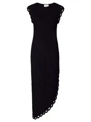 Loulou De Saison Malena Ruffled Crochet Midi Dress - Black