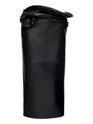 Magda Butrym Flower-detail Leather Midi Skirt - Black