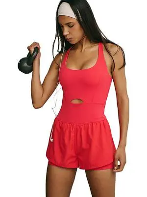 Free People Righteous Bike Short Runsie - Grapefruit