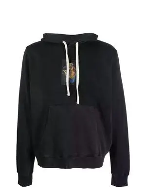 DIESEL® Cotton Graphic Print Hoodie - Black