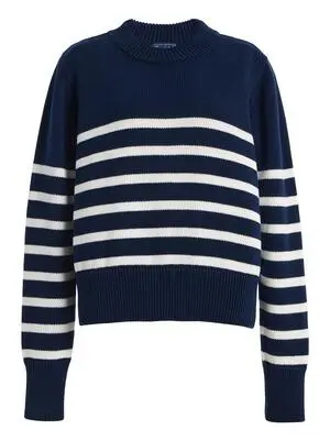 WITH NOTHING UNDERNEATH With Nothing Underneath Devon Striped Cotton Crewneck Sweater