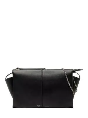 Celine Trifold Leather Clutch On Chain Bag - Black
