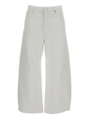 FRAME Frame The Bow Crop Barrel-Leg Jeans White