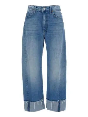 MOTHER The Half-pipe Ankle Cuff Fray Jeans - Blue