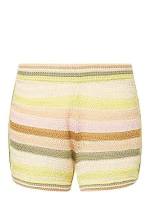 Zimmermann Indra Stripe Crochet Cotton Shorts - Multi