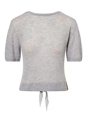GANNI Sheer-wool Knit Top With Back Tie - Paloma