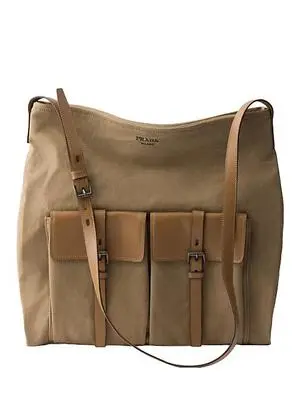 Prada Canvas And Leather Shoulder Bag - Neutral
