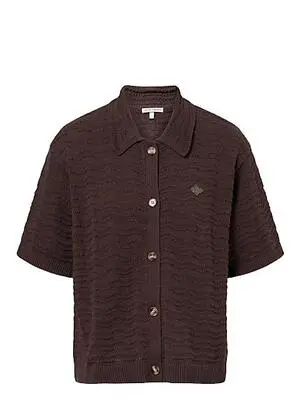 THE COUTURE CLUB Crochet Knit Shirt - Brown