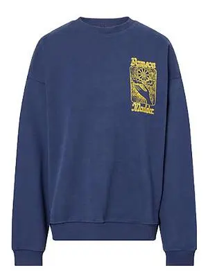 DAMSON MADDER Graphic Print Cotton Jumper - Navy