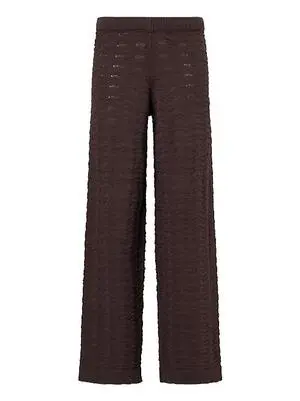 THE COUTURE CLUB Crochet Cotton Knit Trousers - Brown