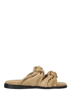 Dear Frances Suede Knot Detail Slides - Camel