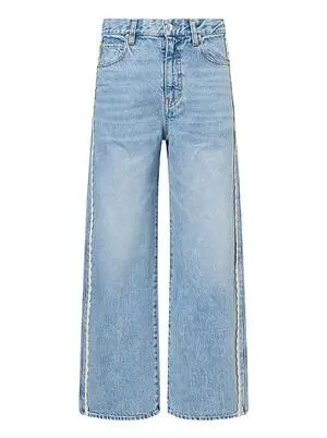 FRAME Crochet Trimmed Cropped Denim Jeans - Aura