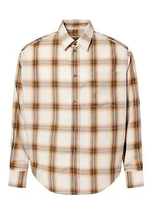 AMI Paris De Coeur Embossed Check Woven Shirt - Beige