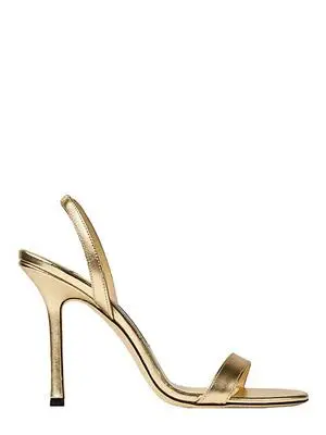 JIMMY CHOO Jenn 100 Metallic Leather Sandals - Gold