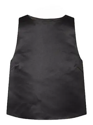 GANNI Crossover Open Back Woven Top - Black