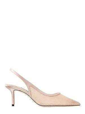 JIMMY CHOO Love 85 Glitter Slingback Stiletto Courts - Macaron