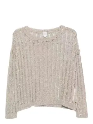 120% LINO 120% Lino Sequin-Embellished Open-Knit Sweater