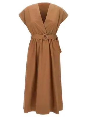 KAOS Belted Wrap Dress - Brown