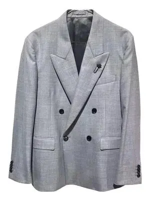 LARDINI Double-breasted Peak-lapel Blazer - Grey