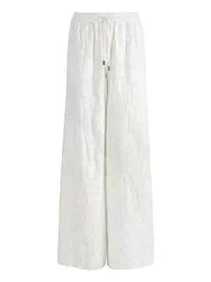 Alice + Olivia Ojai Embroidered Wide-leg Trousers - White