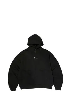 THUG CLUB Logo Detail Long Sleeve Hoodie - Black
