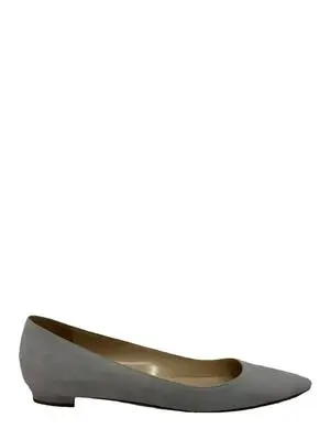 Manolo Blahnik Suede Pointed-toe Ballet Flats - Grey