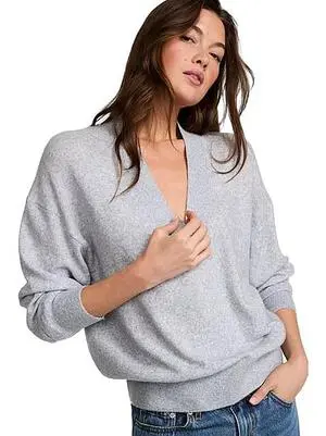 Victoria's Secret Luxe Knit Oversized V-neck Sweater - Grey