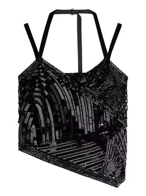 Emilio Pucci Embroidered Tulle Scarf Top - Black
