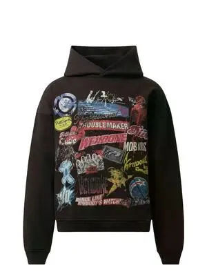 We11Done Collage Print Hoodie - Black