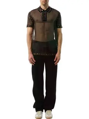Givenchy Embellished Sheer Polo Shirt - Black
