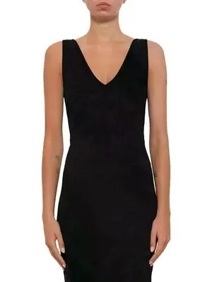 Alexander McQueen Floral Jacquard V-neck Dress - Black