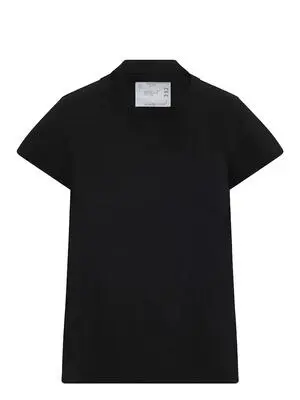 Sacai Cotton Jersey And Poplin Pleated Back Pocket T-shirt - Black
