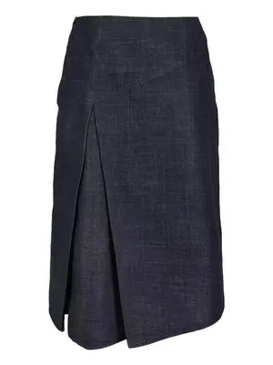 BASILE Asymmetric Hem Pleated Skirt - Blue