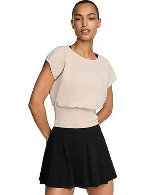 Victoria's Secret Vsx Featherweight Knit Short-sleeve Top - Beige